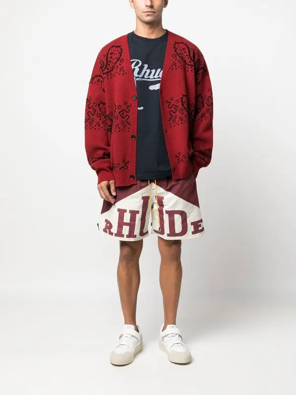 Rhude Bandana-jacquard Cardigan - Red