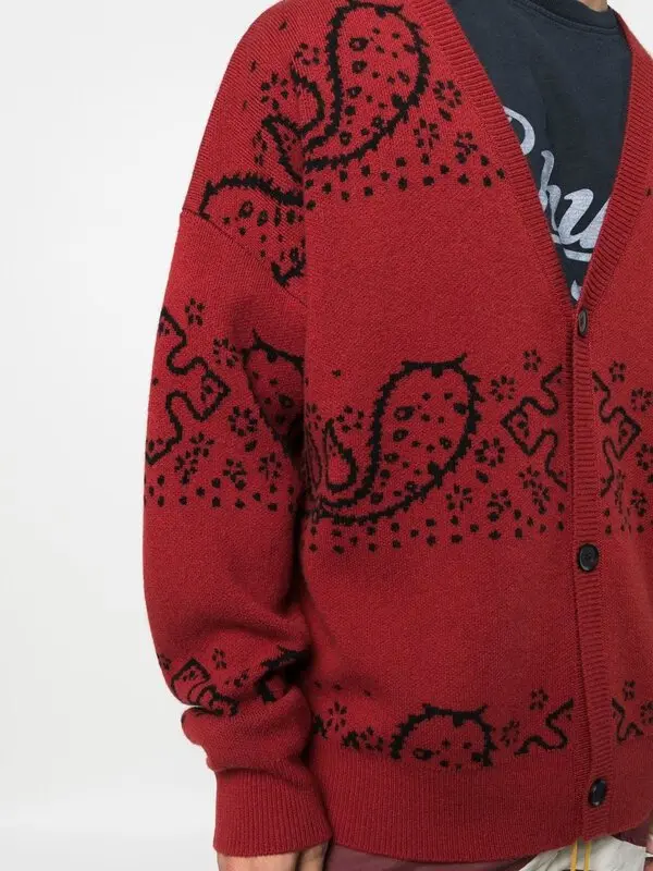 Rhude Bandana-jacquard Cardigan - Red