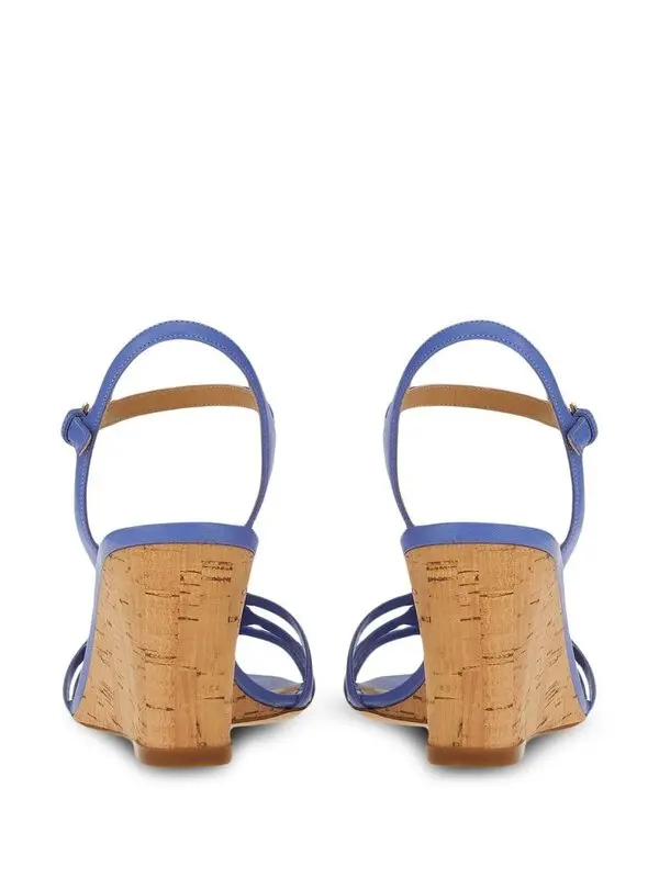 FERRAGAMO Gancini 70mm Wedge Sandals - Blue