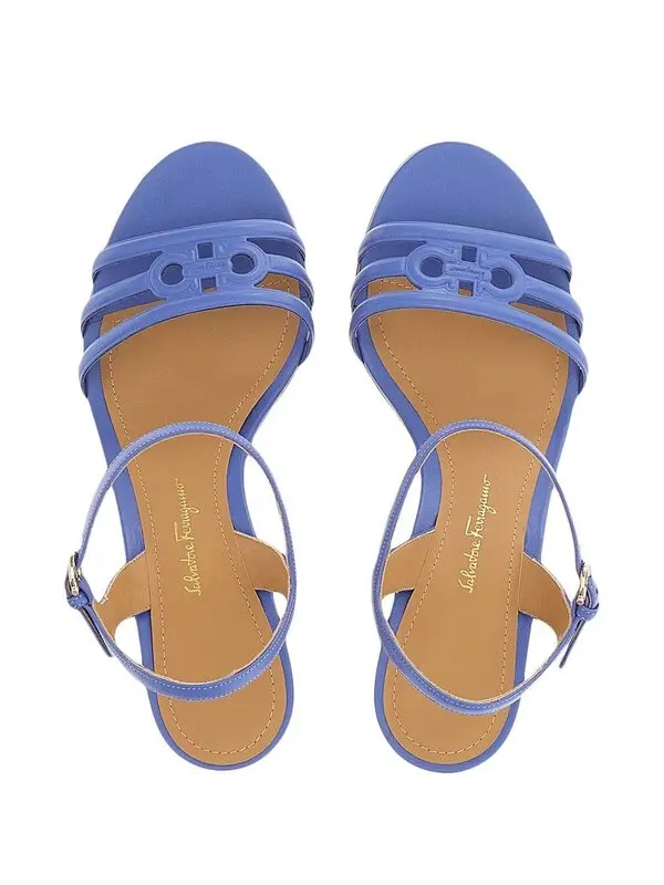 FERRAGAMO Gancini 70mm Wedge Sandals - Blue