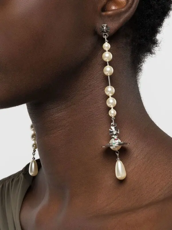 Vivienne Westwood Broken Pearl Drop Earrings - Silver | Editorialist