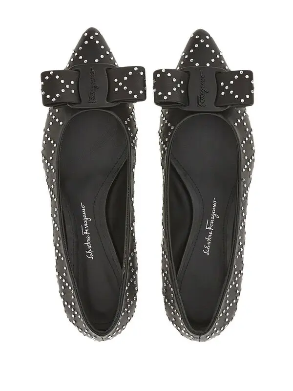 FERRAGAMO Viva Rhinestone-embellished Flat Pumps