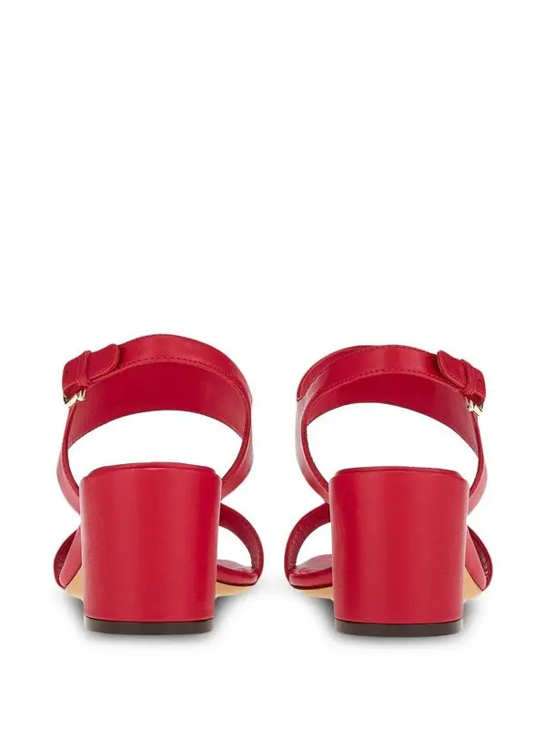 FERRAGAMO Gancini Plaque Block-heel Sandals - Red