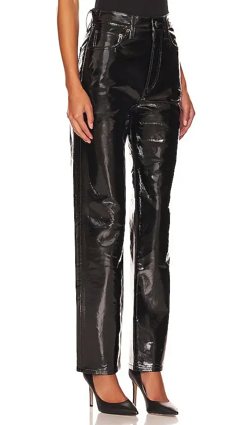 AGOLDE Recycled Leather 90's Pinch Waist Pant - Black Patent