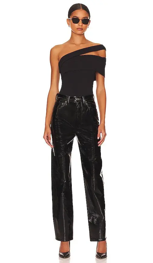 AGOLDE Recycled Leather 90's Pinch Waist Pant - Black Patent