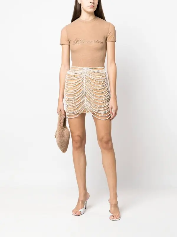 Blumarine Pearl-embellished Mini Skirt