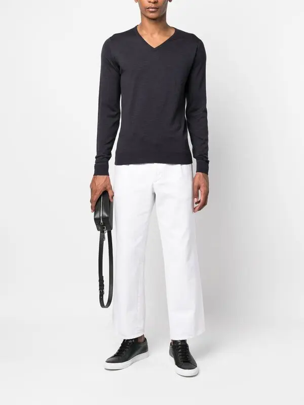 John Smedley V-neck Long-sleeved Jumper - Grey