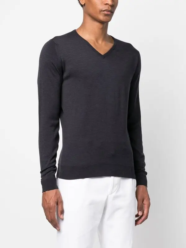 John Smedley V-neck Long-sleeved Jumper - Grey