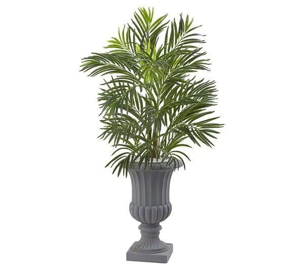 NEARLY NATURAL 3.5' Areca Palm Tree With Gray Urn Nearly Na Tural - One-color