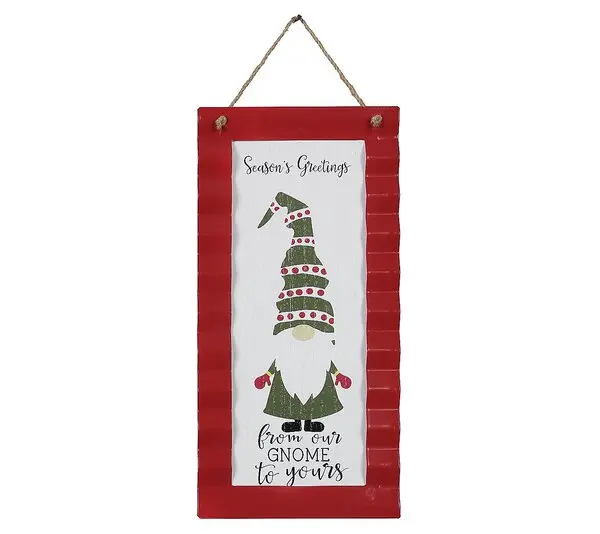 YOUNG'S INC. Young's Waffle Tin Frame Wood Christmas Wall Si Gn, Set Of 2 - One-color