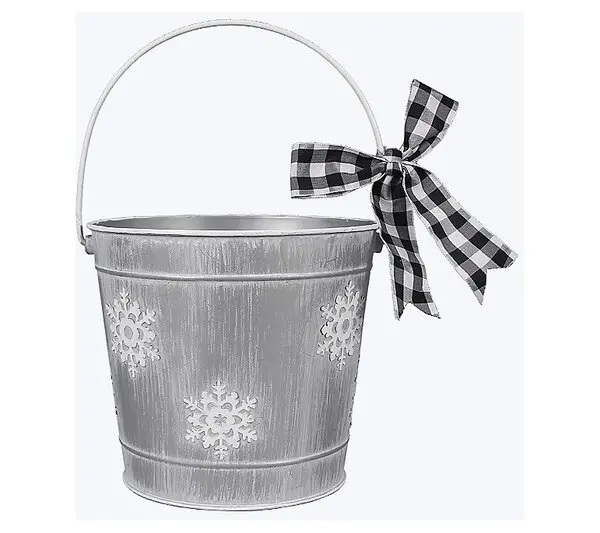 YOUNG'S INC. Young's Metal Christmas Snow Bucket, Set Of 2 - One-color
