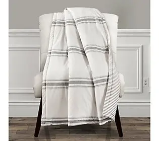 LUSH DECOR Farmhouse Stripe Throw Neutral Single Lush D Cor - One-color