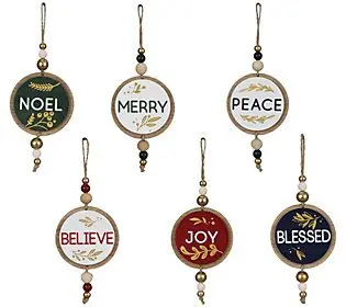 YOUNG'S INC. Young's Wood Winter Solstice Ornaments, Set Of 6 - One-color