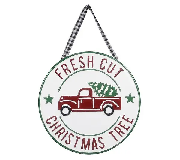 YOUNG'S INC. Young's Metal 'fresh Cut Christmas Tree' Wall S Ign - One-color