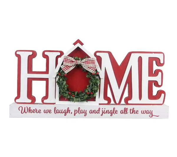 YOUNG'S INC. Young's Wood Home Christmas Barn Tabletop Word Sign - One-color