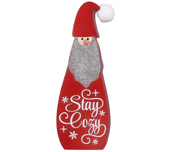 YOUNG'S INC. Young's Set Of 3 Wood Tabletop Santa - One-color