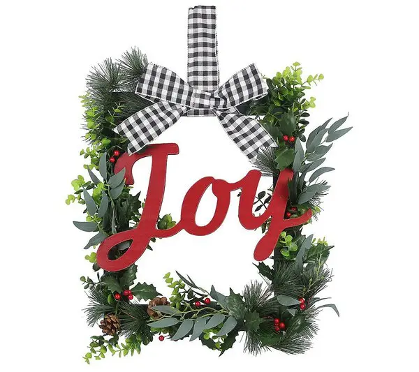 YOUNG'S INC. Young's Christmas Joy Square Wreath - One-color