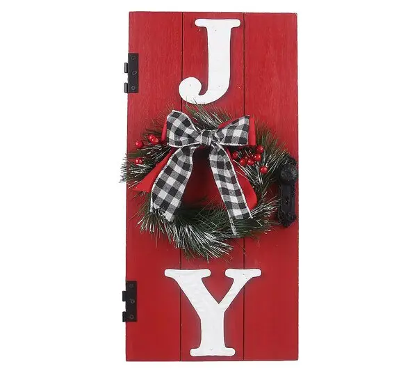 YOUNG'S INC. Young's Red Wood Door Joy Wall Sign - One-color