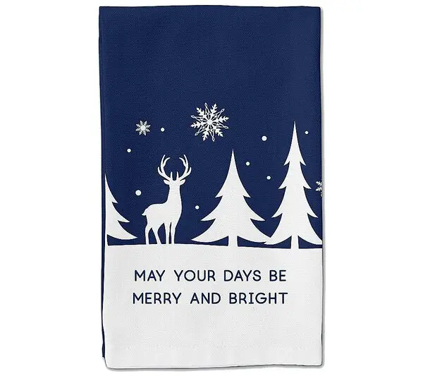 YOUNG'S INC. Set Of 2 Cotton Christmas Midnight Kitchen Towel - One-color