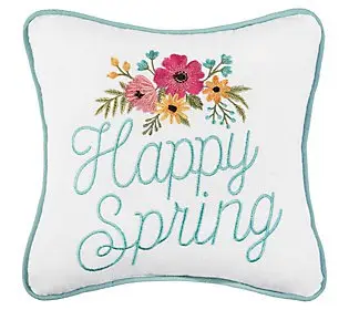 VALERIE PARR HILL 10' X 10' Happy Spring Embroidered Throw Pillow Valerie - One-color