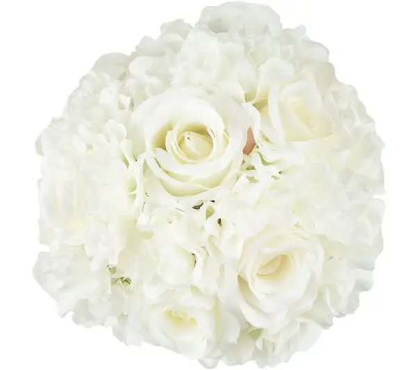PURE GARDEN Cream Hydrangea & Rose Floral Arran Gement W/ Vase