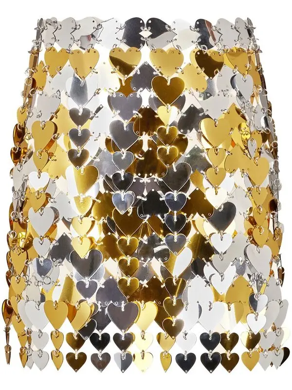 Rabanne Heart-paillettes Chainmail Mini Skirt - Gold