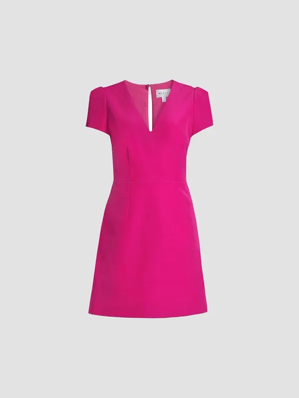 MILLY Cady Atalie V-neck Minidress - Fuchsia