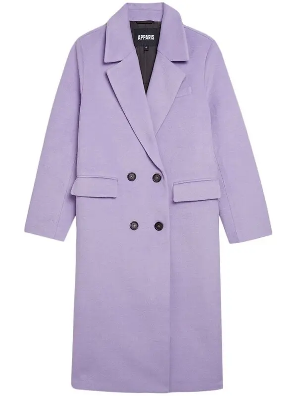 Apparis Double-breasted Button Coat - Purple