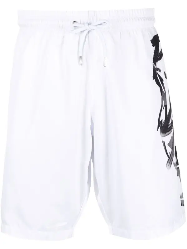 PLEIN SPORT Logo-print Swim Shorts - White