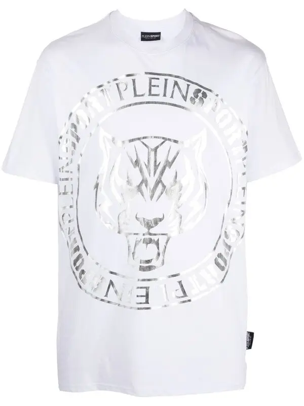 PLEIN SPORT Tiger-head Logo-print T-shirt - White