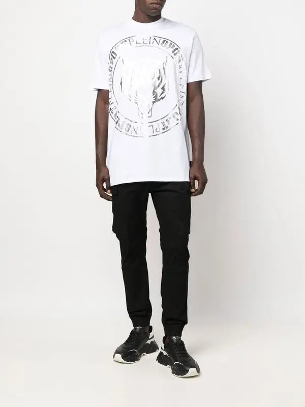 PLEIN SPORT Tiger-head Logo-print T-shirt - White