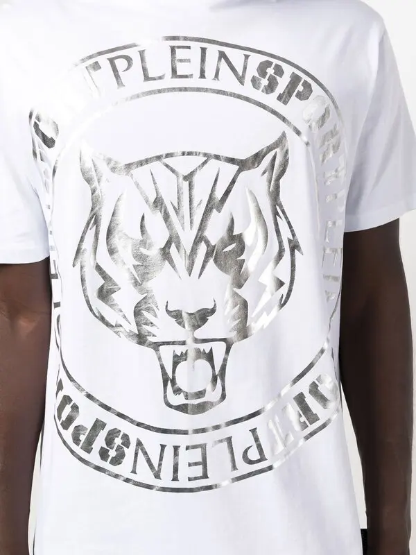 PLEIN SPORT Tiger-head Logo-print T-shirt - White