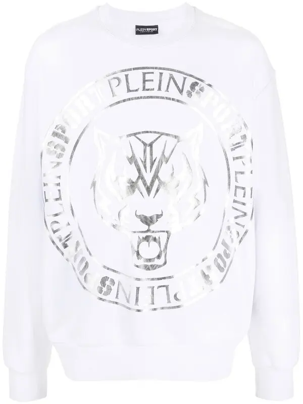 PLEIN SPORT Tiger-head Logo-print Sweatshirt - White