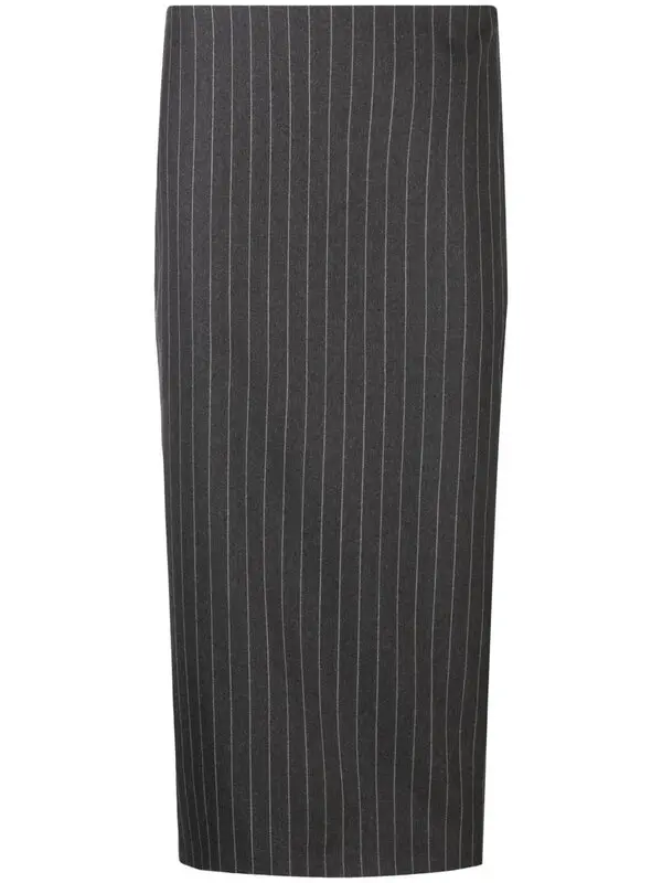 Versace Pinstripe Virgin Wool Mid-length Skirt