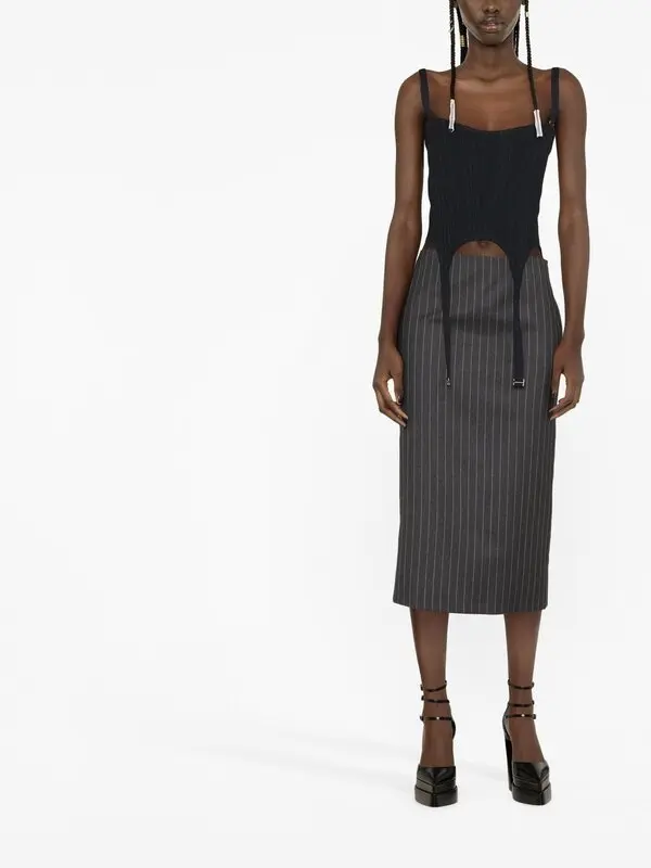 Versace Pinstripe Virgin Wool Mid-length Skirt
