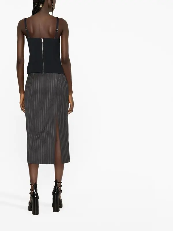 Versace Pinstripe Virgin Wool Mid-length Skirt