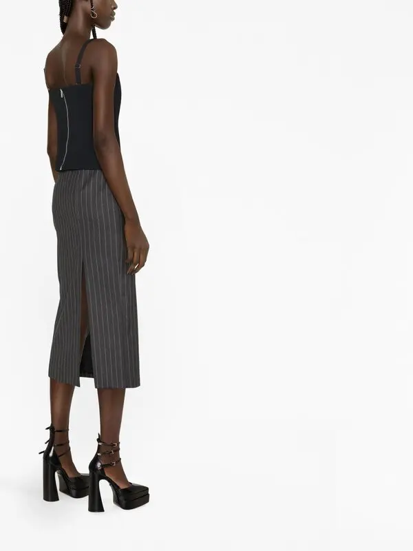 Versace Pinstripe Virgin Wool Mid-length Skirt