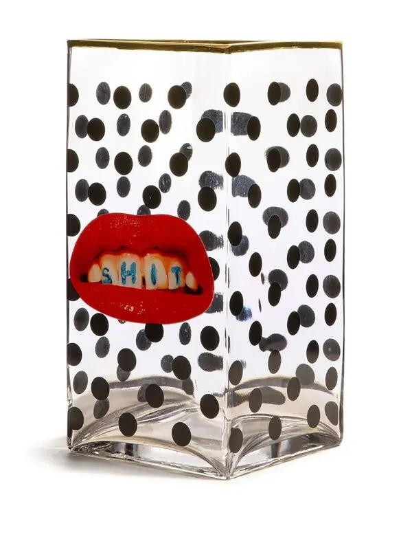 SELETTI Polka-dot Pattern Lips-print Vase - White