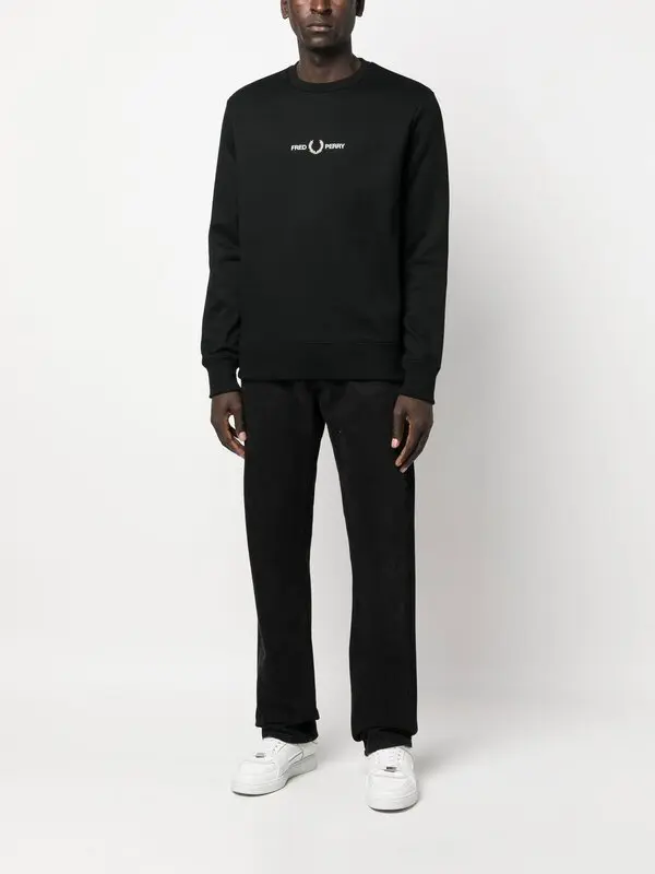 Fred Perry Logo-embroidered Crew-neck Sweatshirt - Black