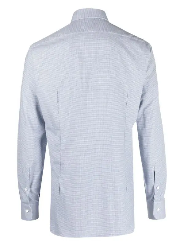 BARBA NAPOLI Checked Long-sleeve Shirt - Blue