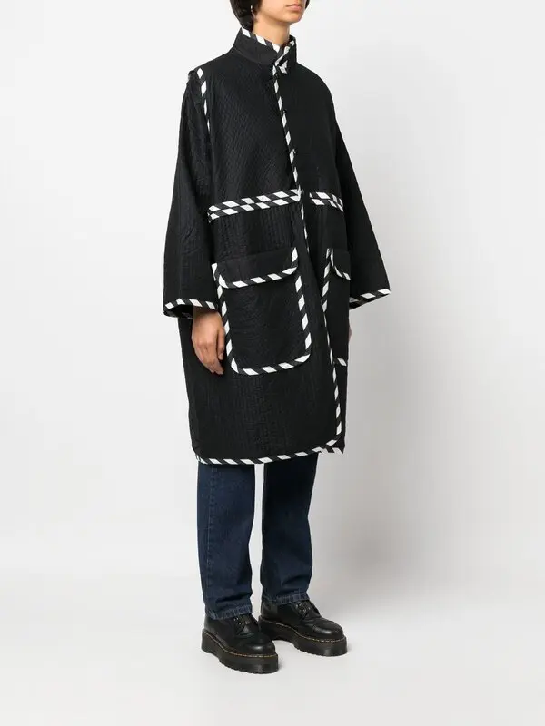 Henrik Vibskov Contrasting-Trim Oversized Coat In Black - 12% Off