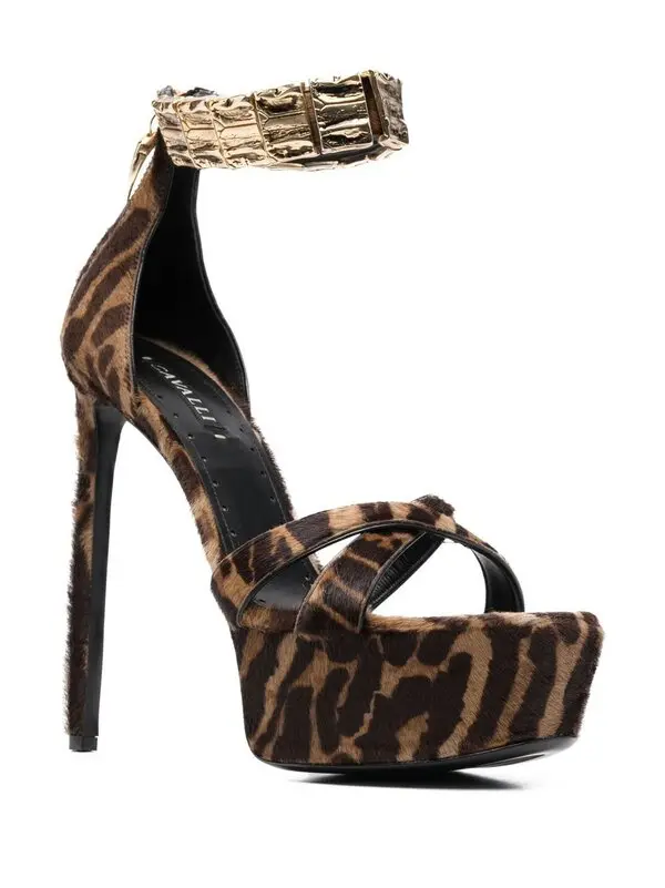 Roberto Cavalli Tiger-print Platform Sandals