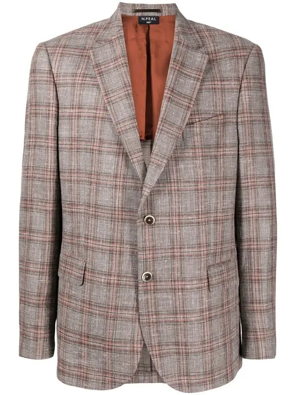 N.peal Plaid-check Print Button Blazer