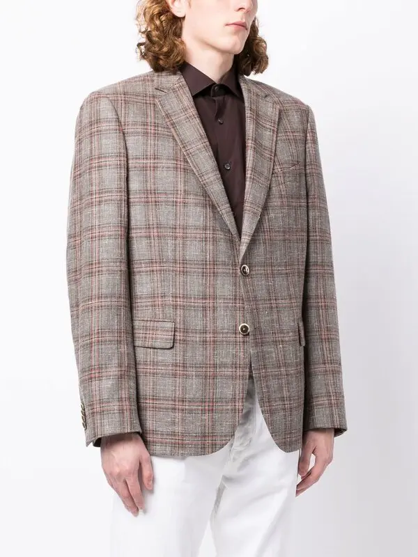N.peal Plaid-check Print Button Blazer