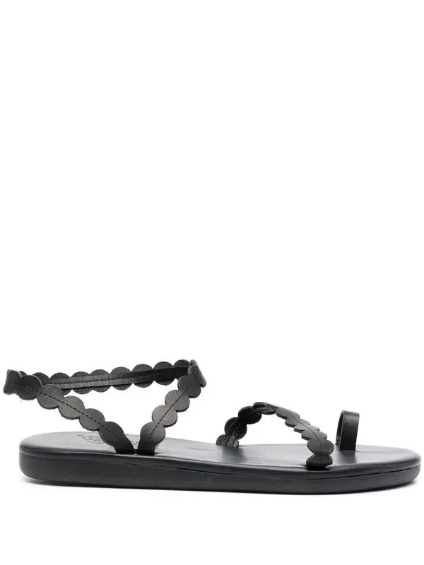 ANCIENT GREEK SANDALS Leather Toe-strap Sandals - Black