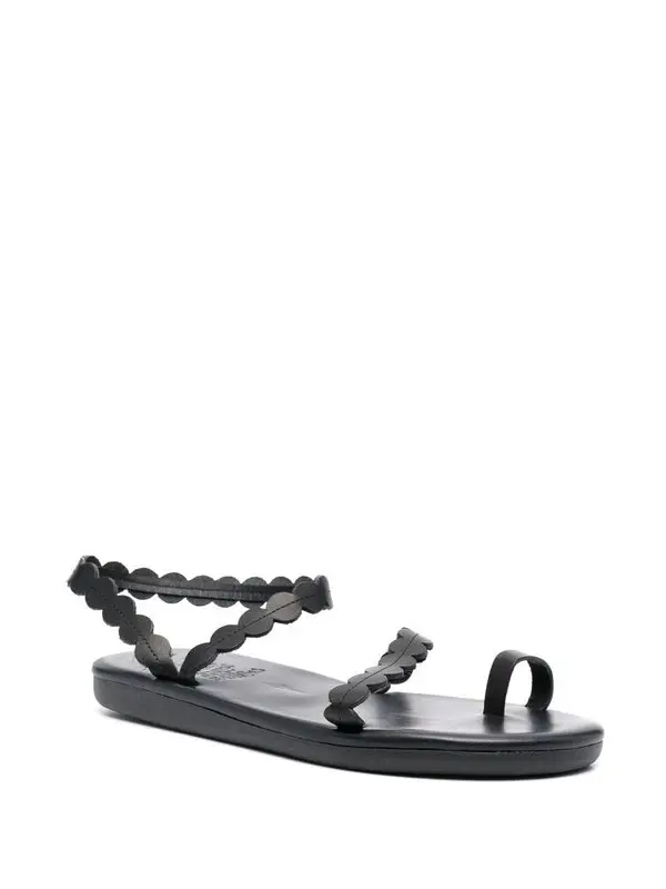 ANCIENT GREEK SANDALS Leather Toe-strap Sandals - Black