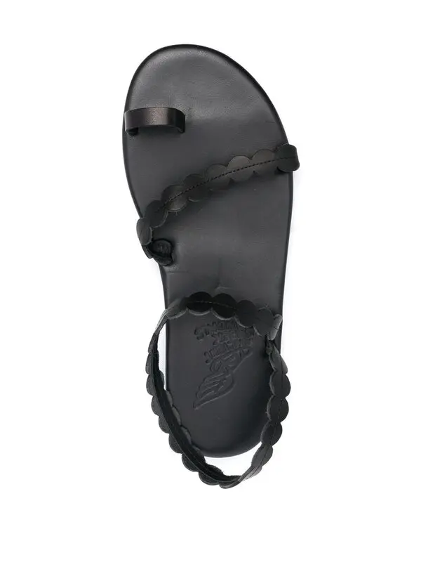 ANCIENT GREEK SANDALS Leather Toe-strap Sandals - Black
