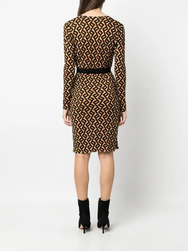 Diane Von Furstenberg Zig-zag Print Wrap Dress
