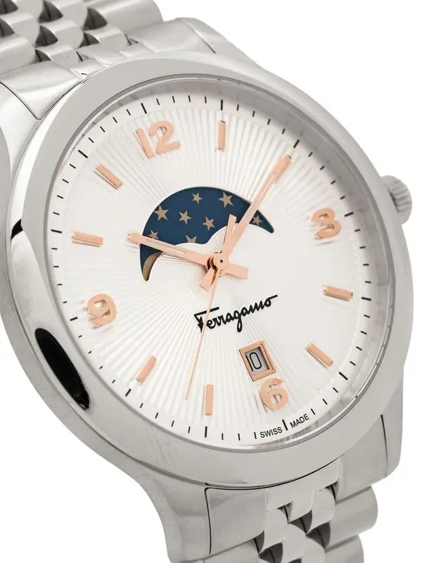 Ferragamo Duo Moon Phase 40mm In White - 50% Off | Editorialist display picture 1