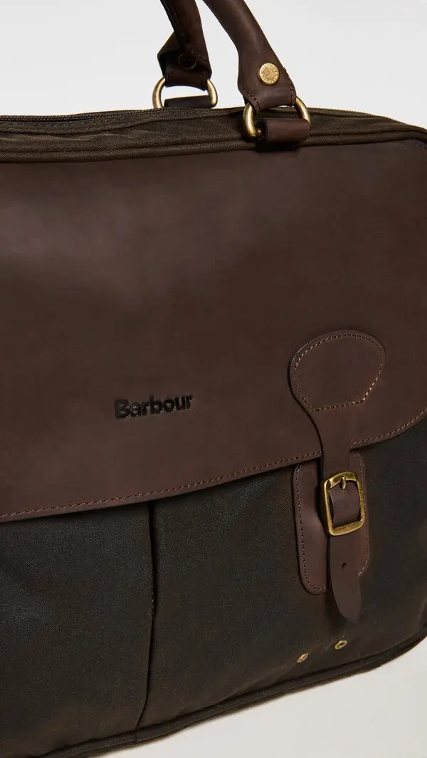 Barbour Waxed Leather Briefcase - Olive | Editorialist
